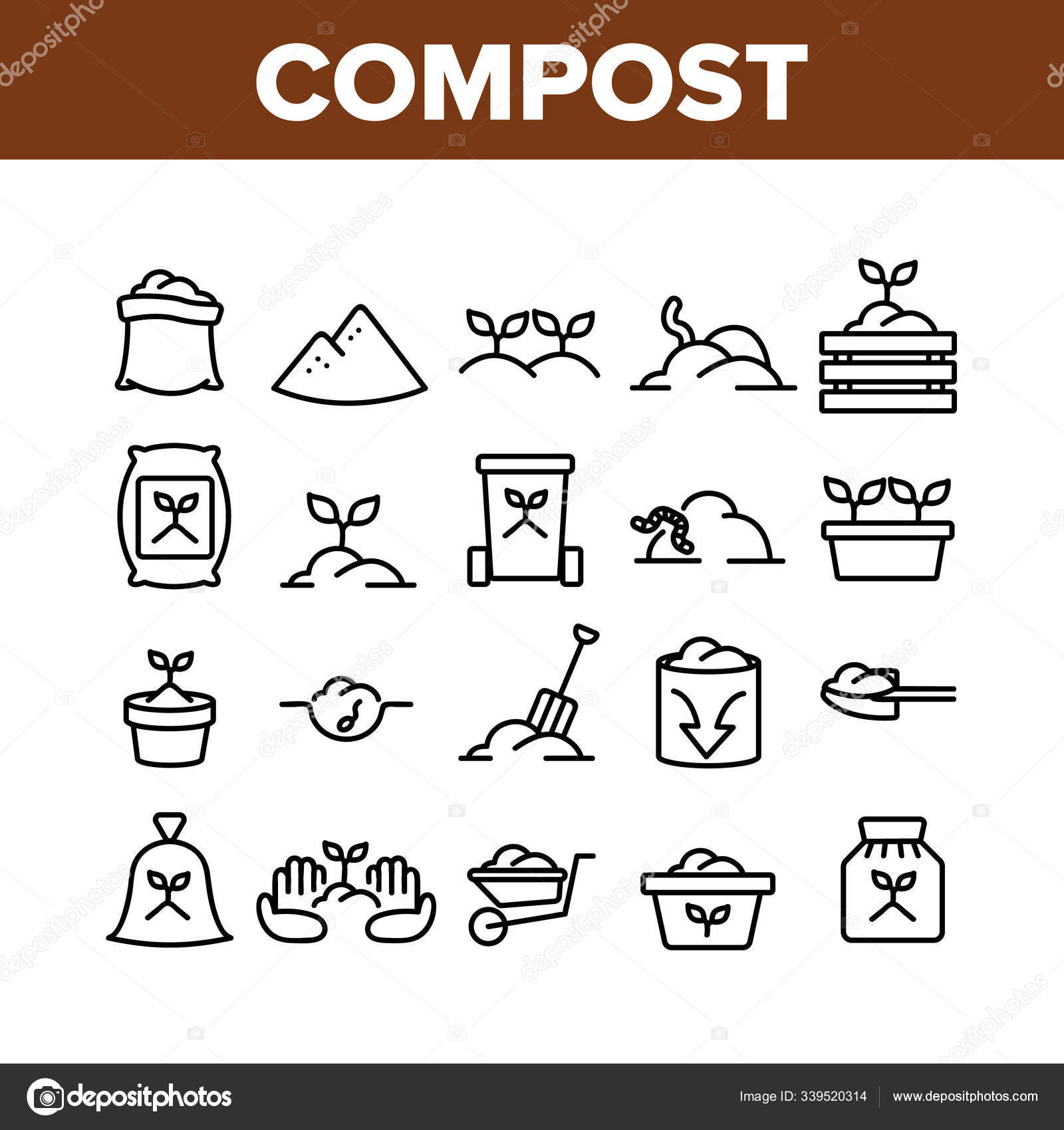Compost Ground Soil Collection Icons Set Vector Stock Vector by ...