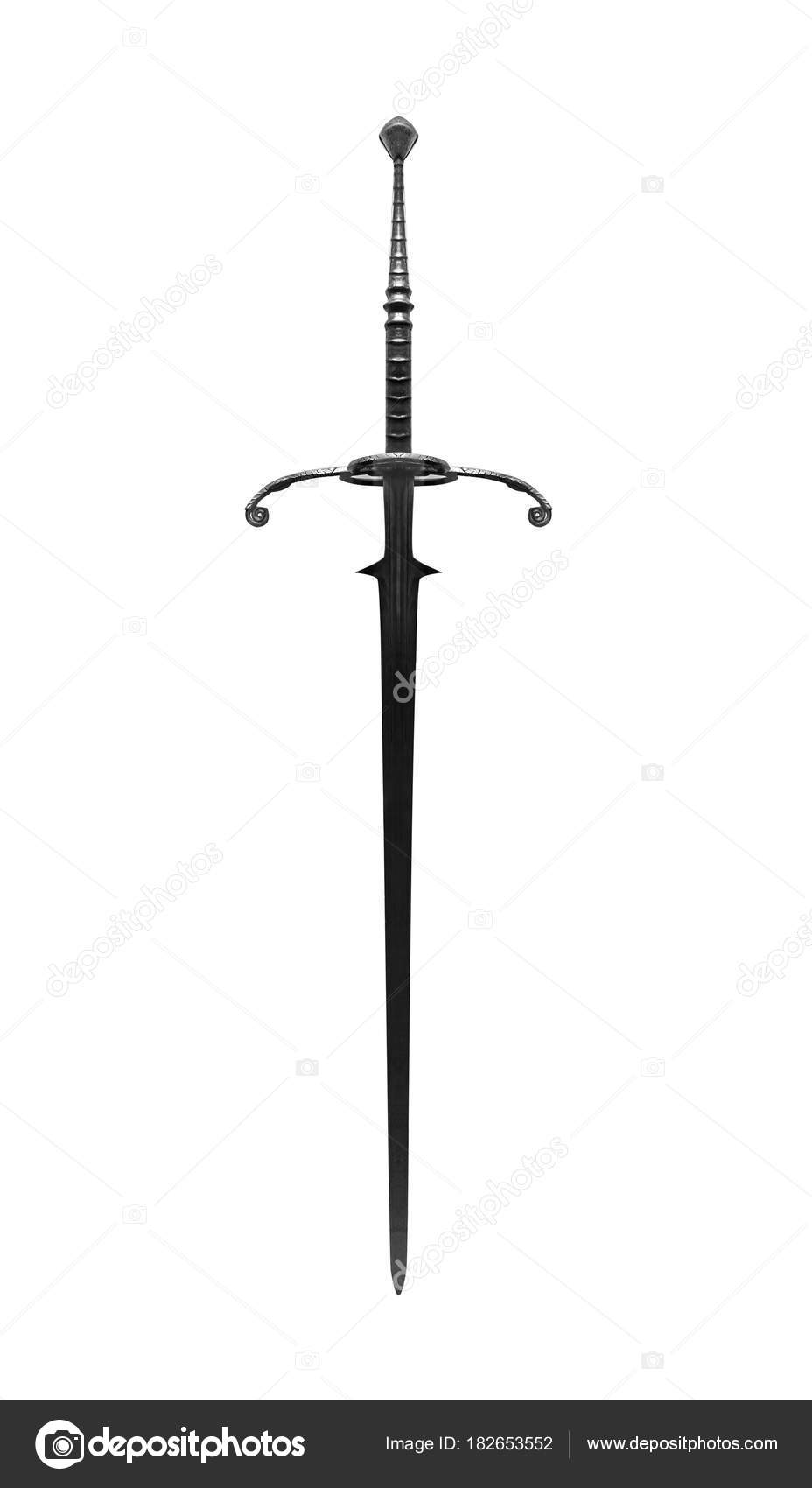 Two-handed sword isolated on a white. An ancient knights heavy sword ...