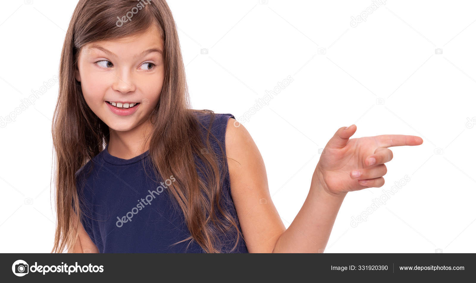 Little girl shows a finger to the side. Stock Photo by ©believeinme ...