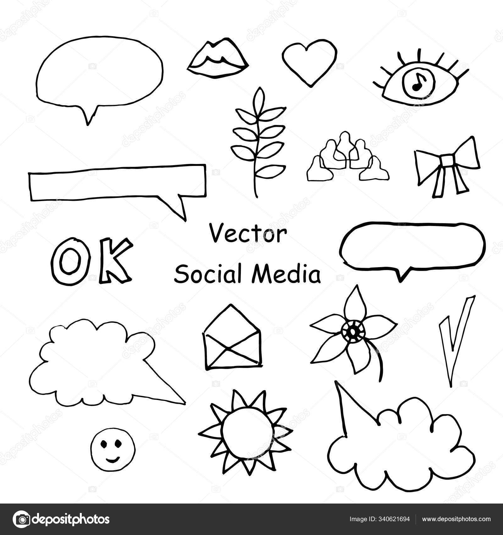 Vector Clip Art Chat Balloon Bird Flowers Leaf Bath Envelope Stock ...
