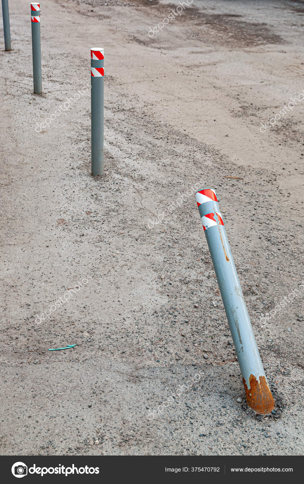 Road Fence Columns One Columns Bent Car Accident — Stock Photo ...