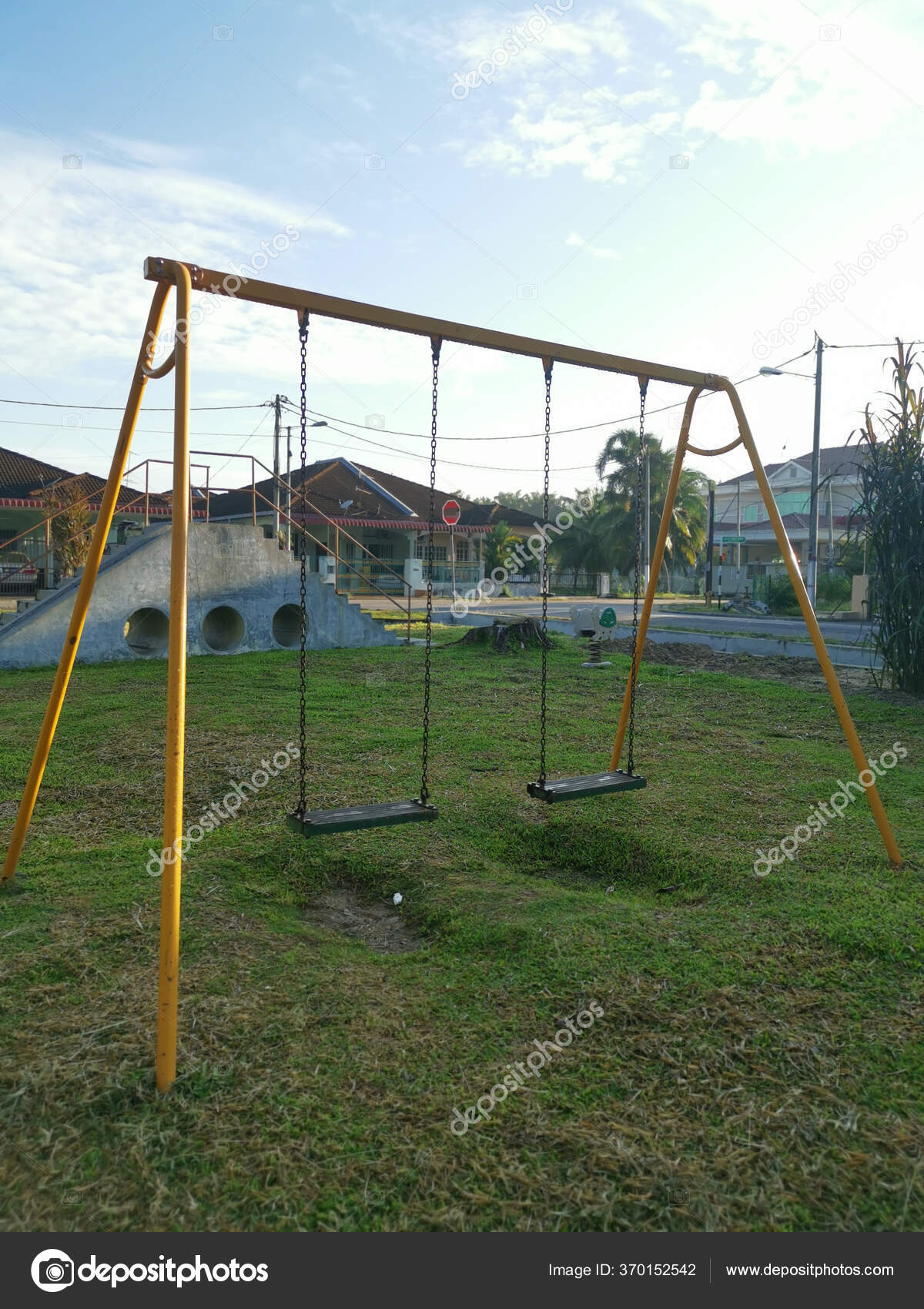 Two Seated Swing Public Playground — Stock Photo © sweemingyoung #370152542