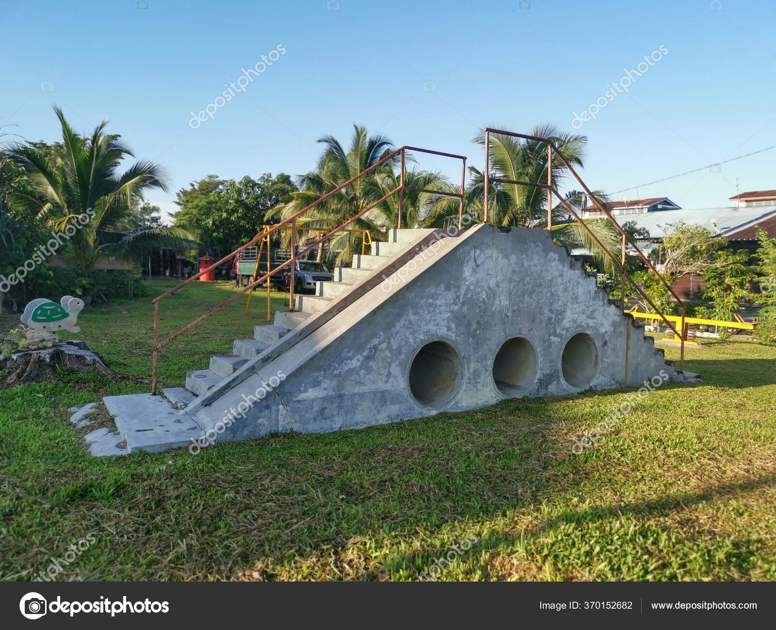 Concrete Slide Public Playground — Stock Photo © sweemingyoung #370152682
