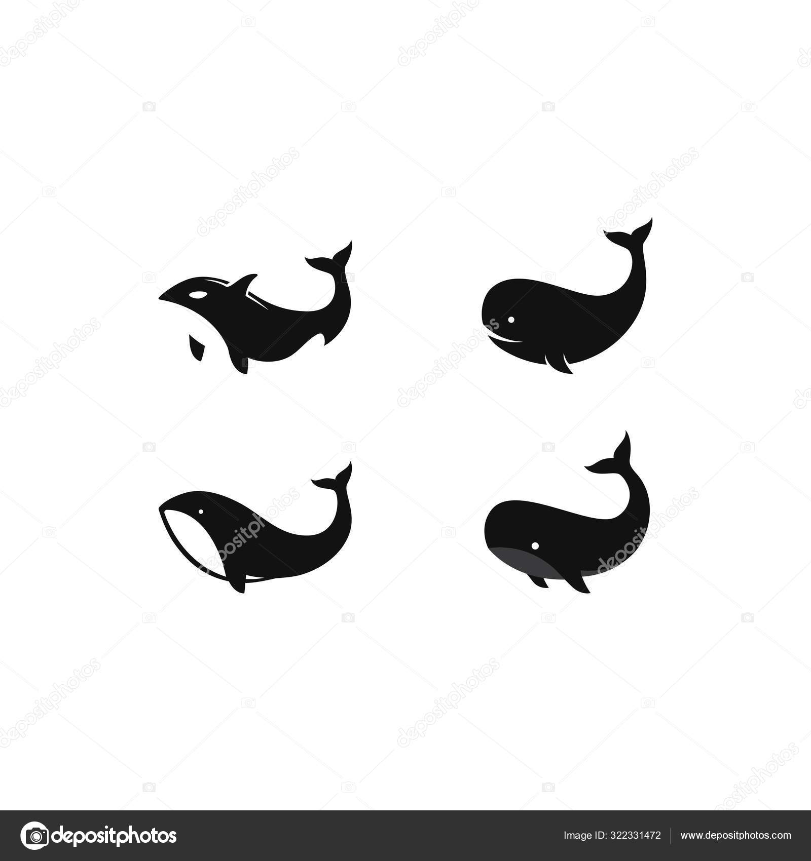 Conjunto de baleias logotipo vetor ícone ilustração conceito Vetor de ...