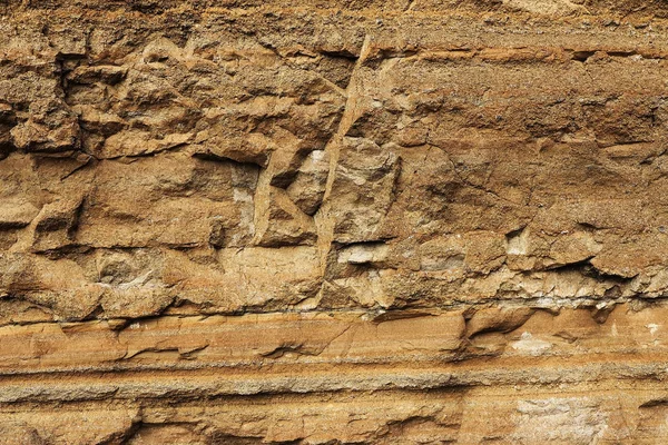 Geological layers of earth - layered rock. Close-up of sedimentary rock ...
