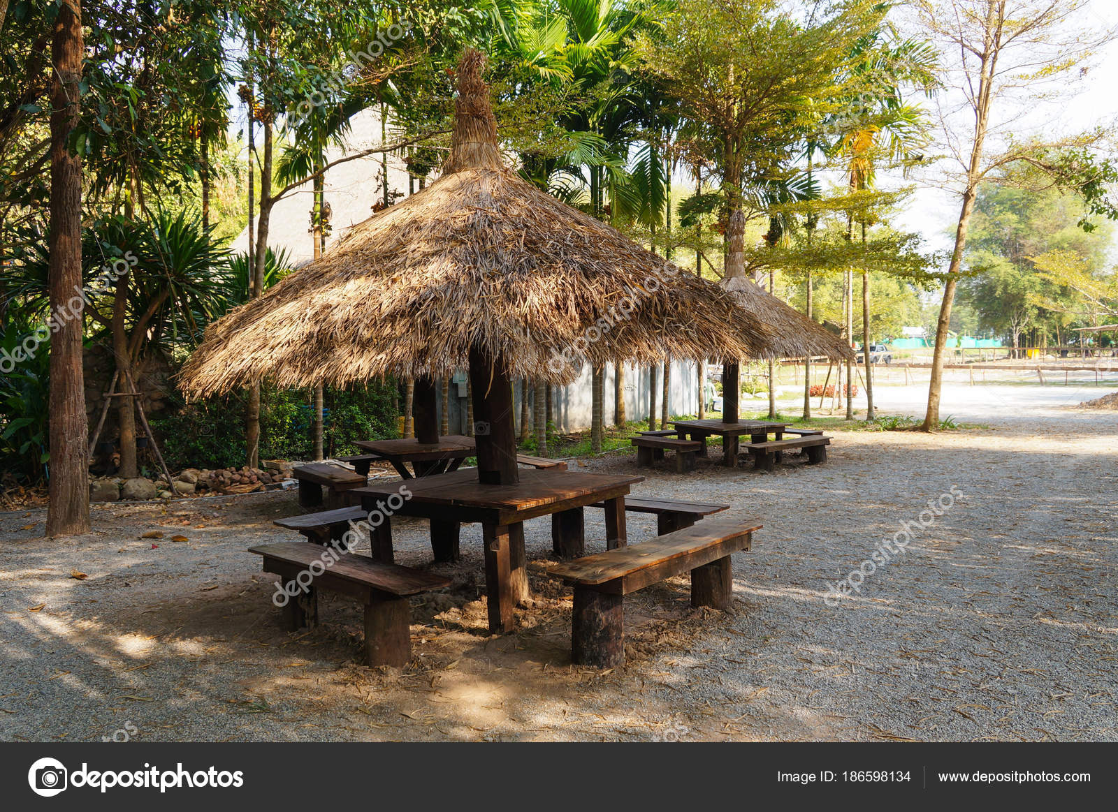 Small straw pavilion with bench,Thailand. ⬇ Stock Photo, Image by ...