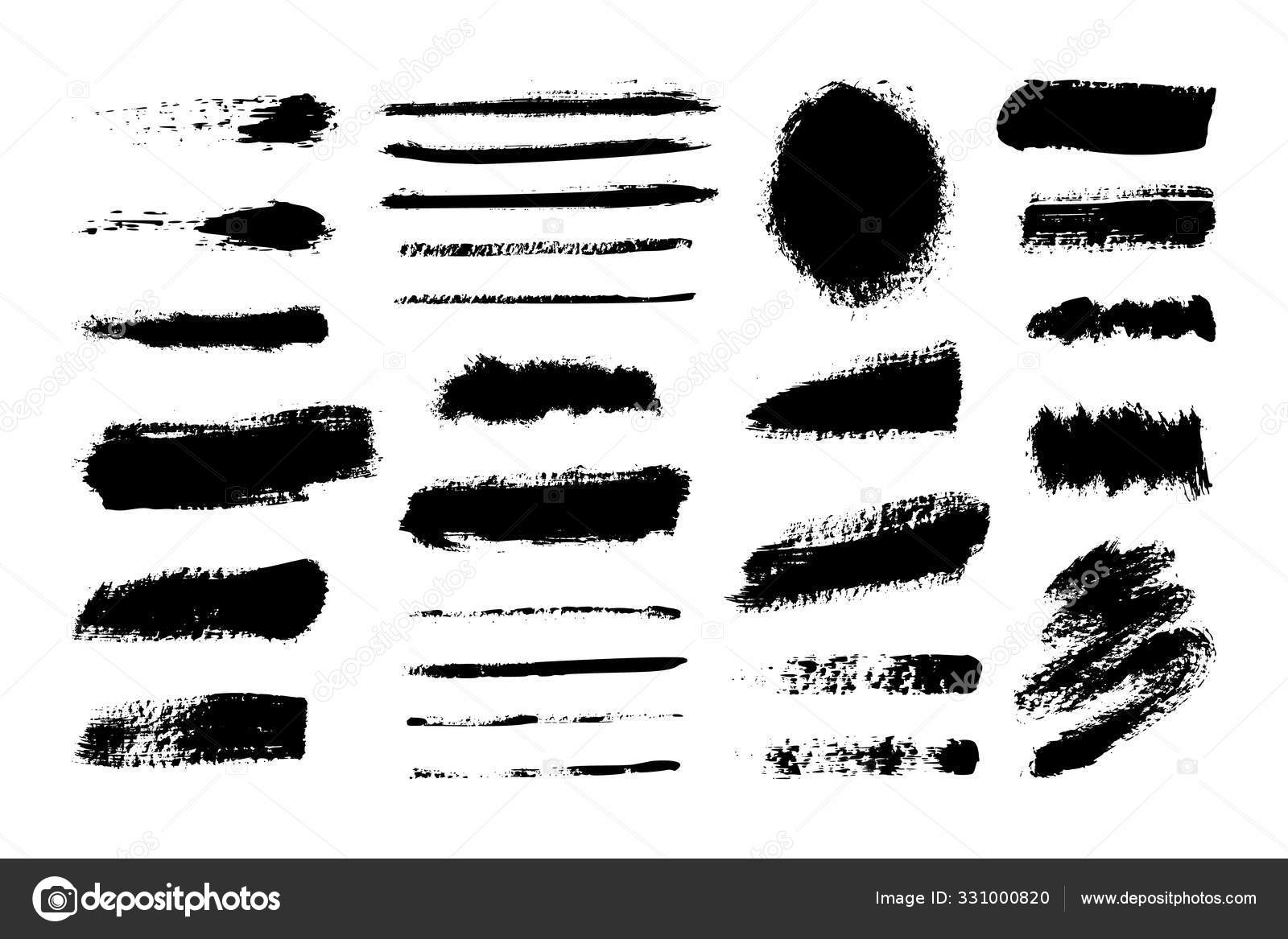 Colección de línea de tinta Brush Strokes. Conjunto de vectores Grunge ...