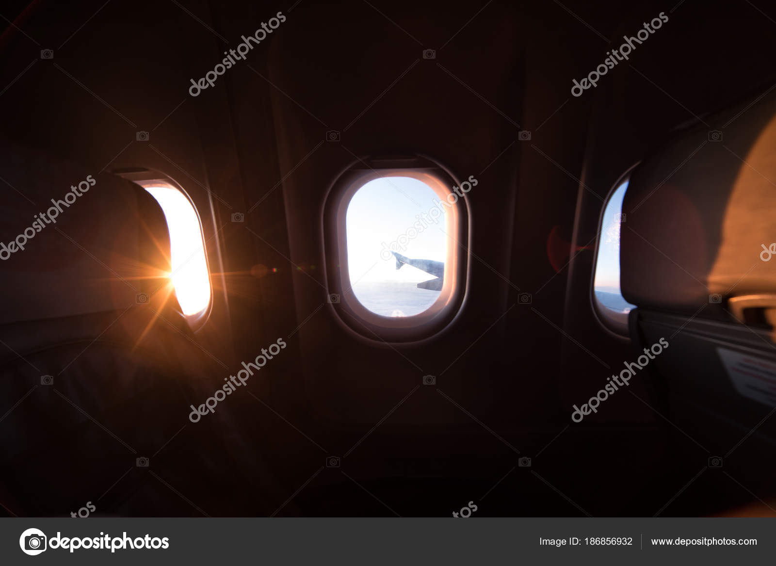 Airplane window view inside an aircraft. Stock Photo by ©Zakharova ...