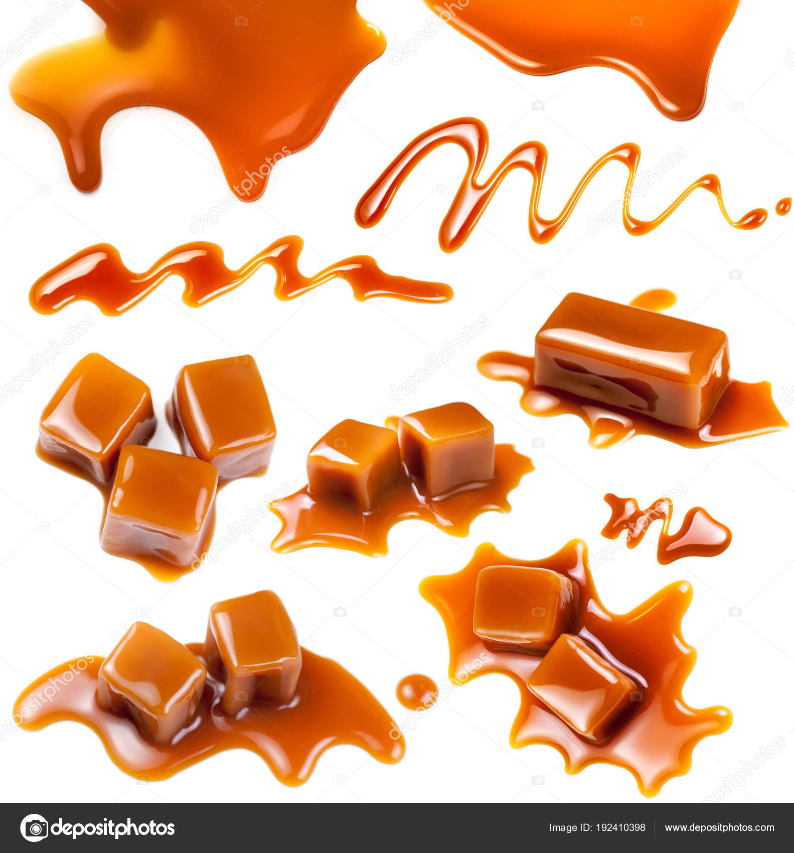 Salsa Caramelo Que Fluye Aislada Sobre Fondo Blanco: fotografía de ...