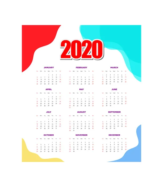Kalendarze 2020 Vector Art Stock Images | Depositphotos
