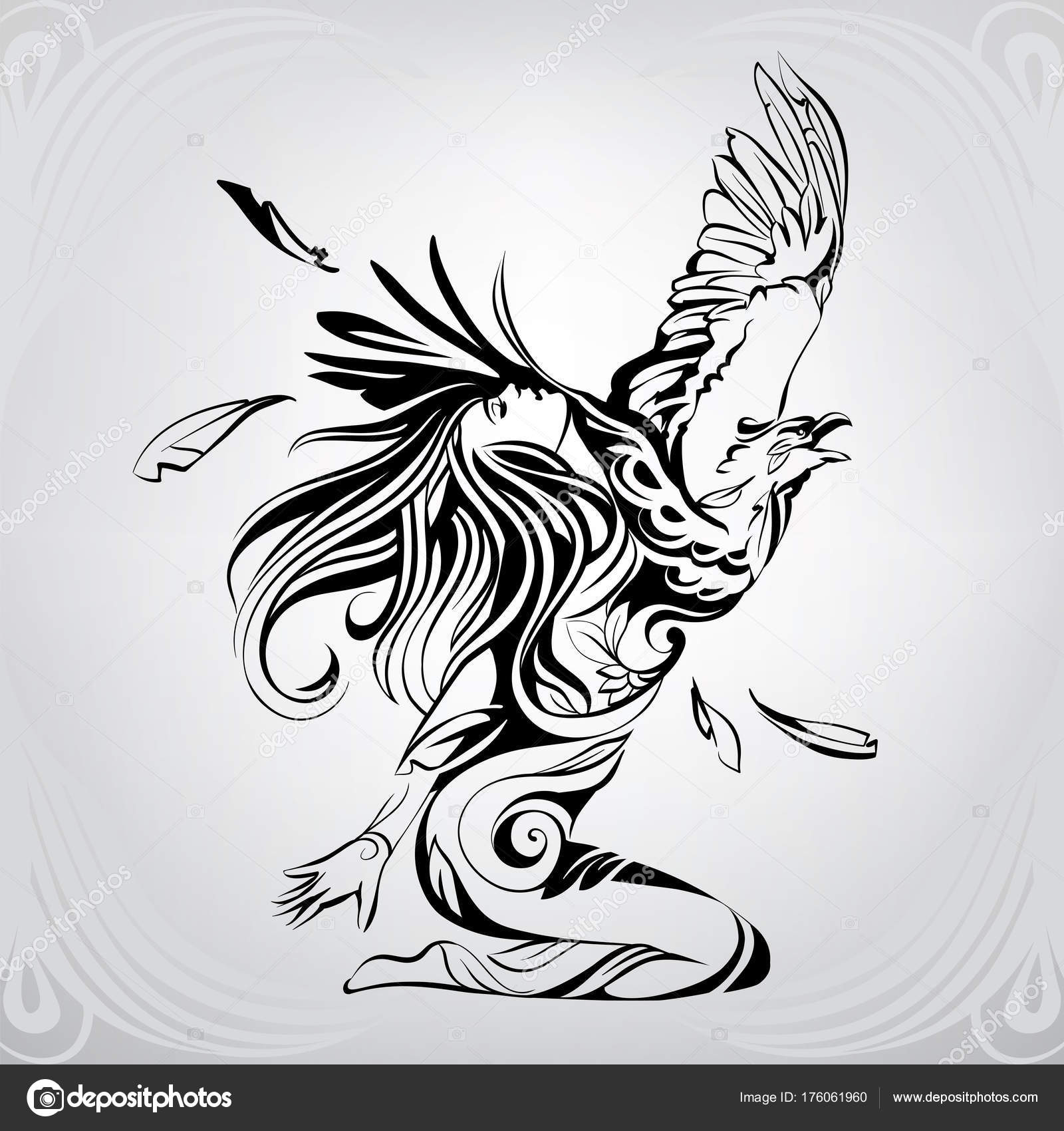 Silhouette Flight Soul Stock Vector Image by ©nutriaaa #176061960