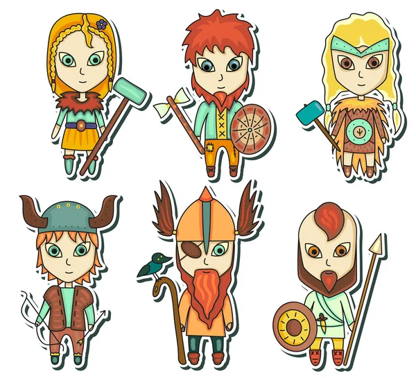 Esquema Vikingos Dibujos Animados Sobre Fondo Blanco Ilustración Stock Vectorial Vector de stock ...