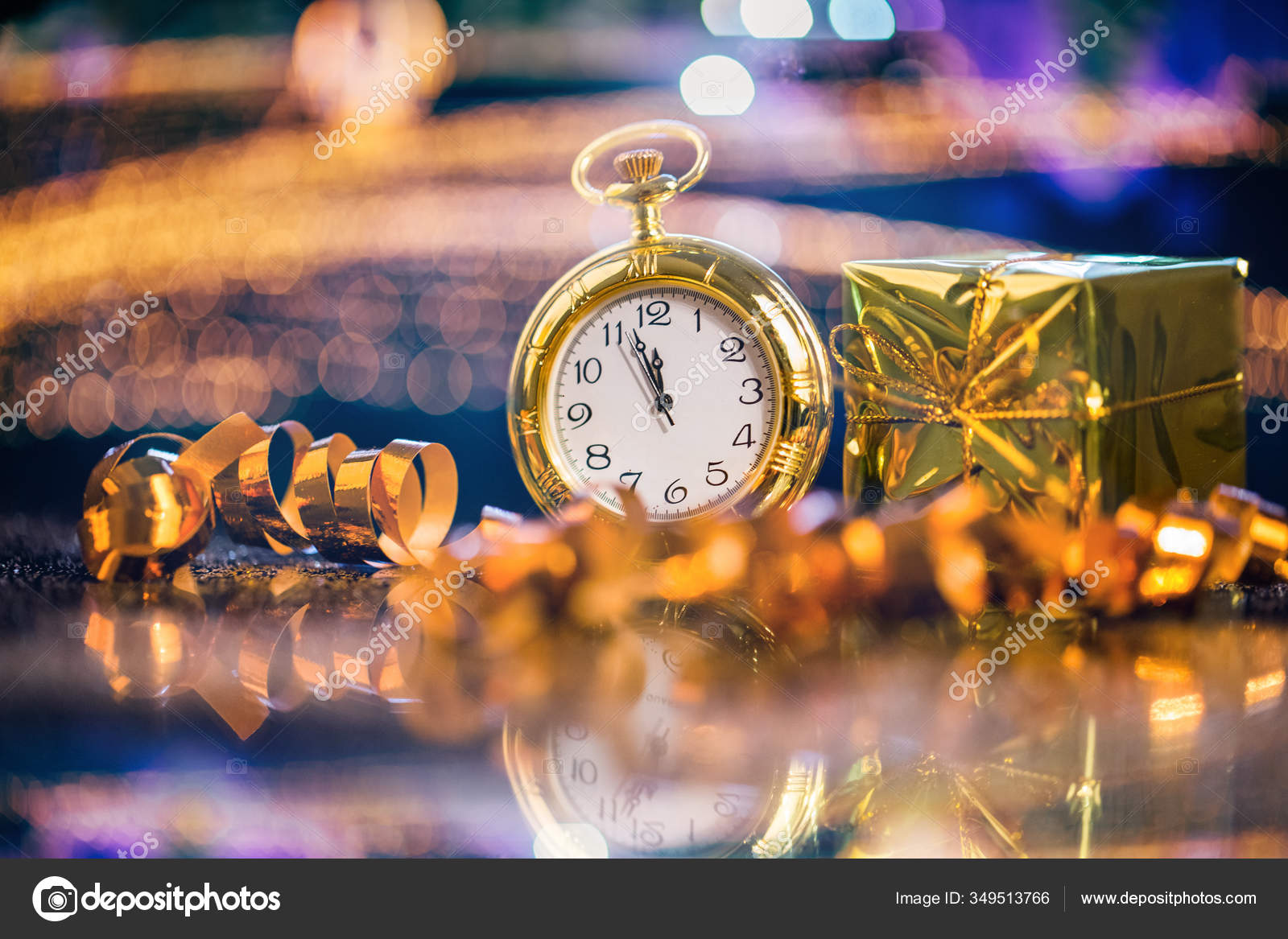 Festive Holiday Background Clock Showing Midnight New Years Eve Stock ...