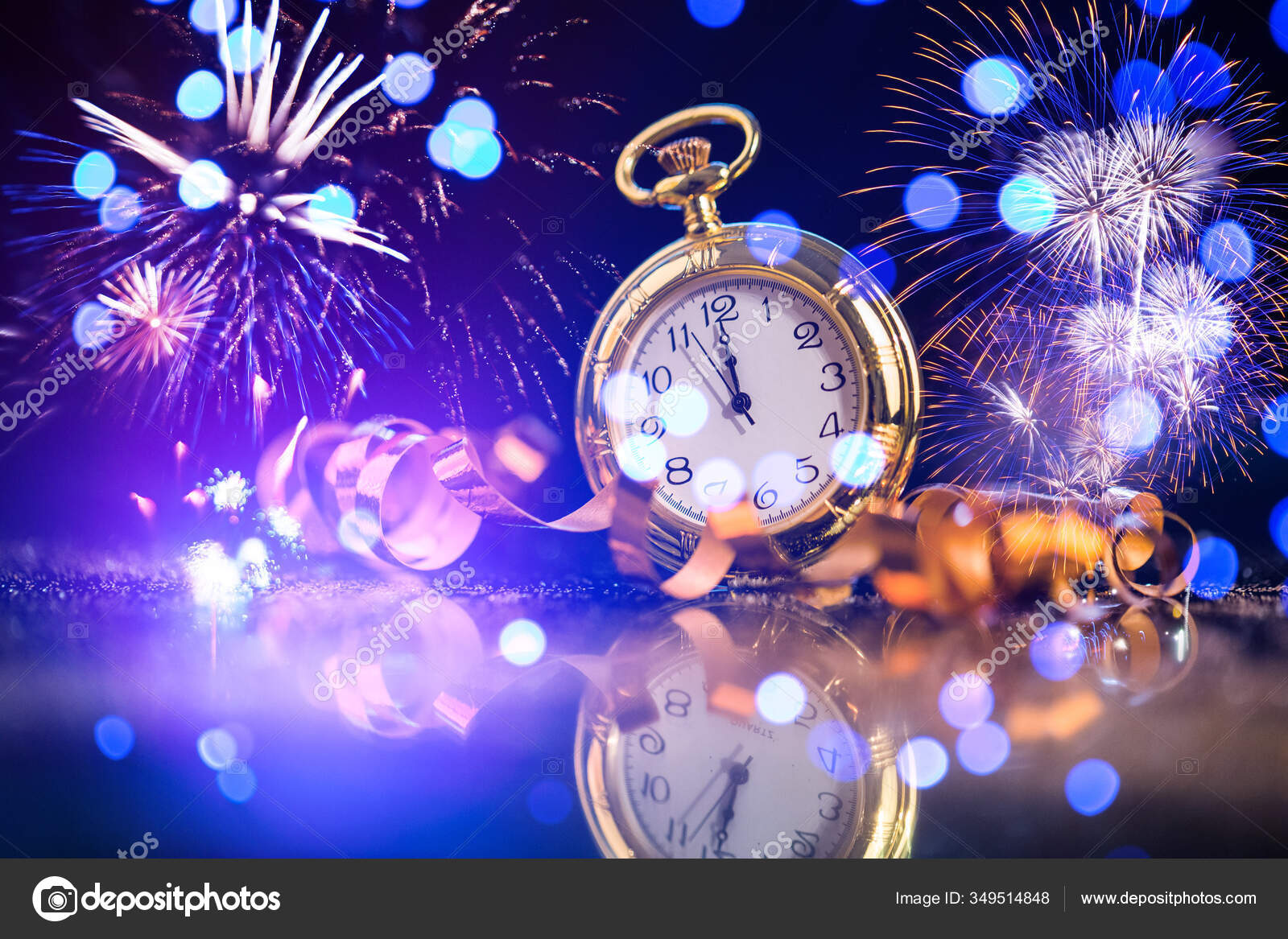 Festive Holiday Background Clock Showing Midnight New Years Eve Stock ...