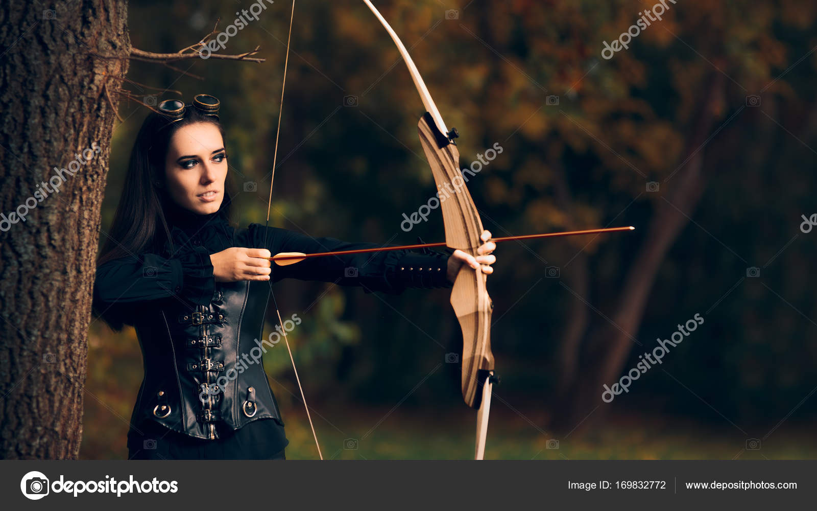 Archer costume boys | Female Archer Warrior in Costume with Bow and ...