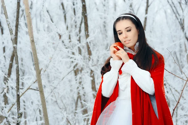 Beautiful Snow White Princess in Winter Fairy Tale Wonderland - Stock ...