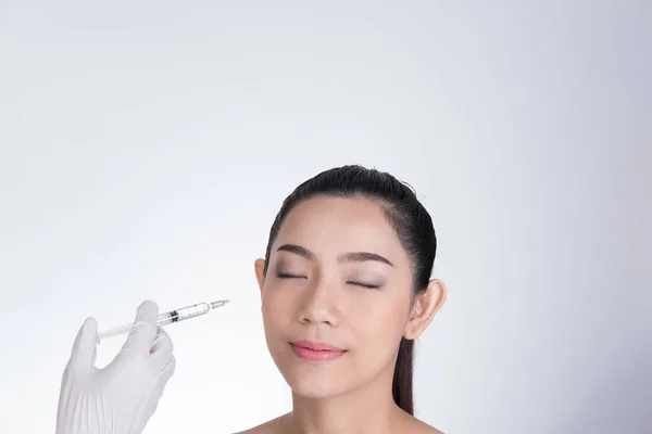 Doctor Injects Filler Botox Asian Woman Beauty Face Who Want Stock ...