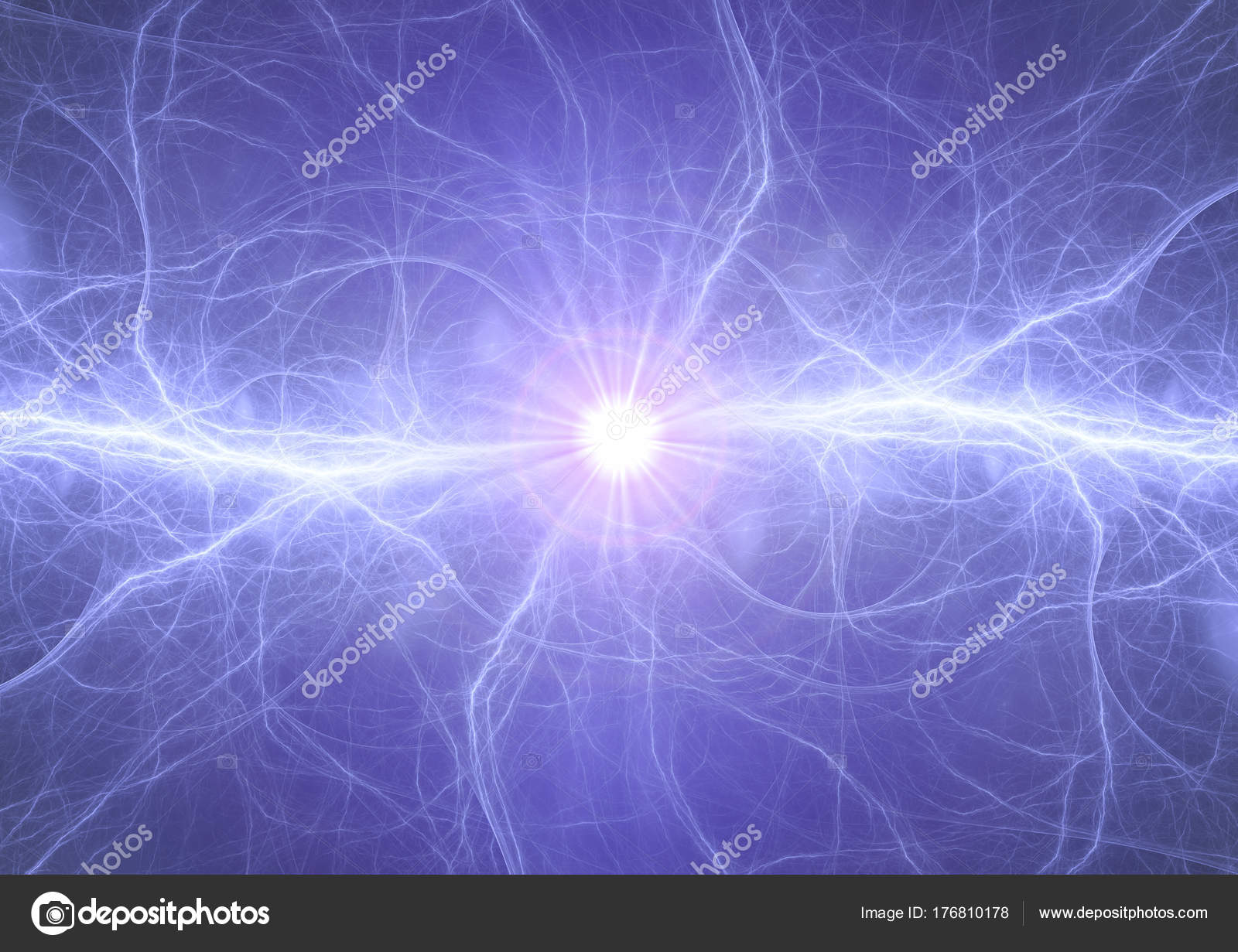 Blue Electrical Lightning Bolt Plasma Electric Power Background — Stock ...