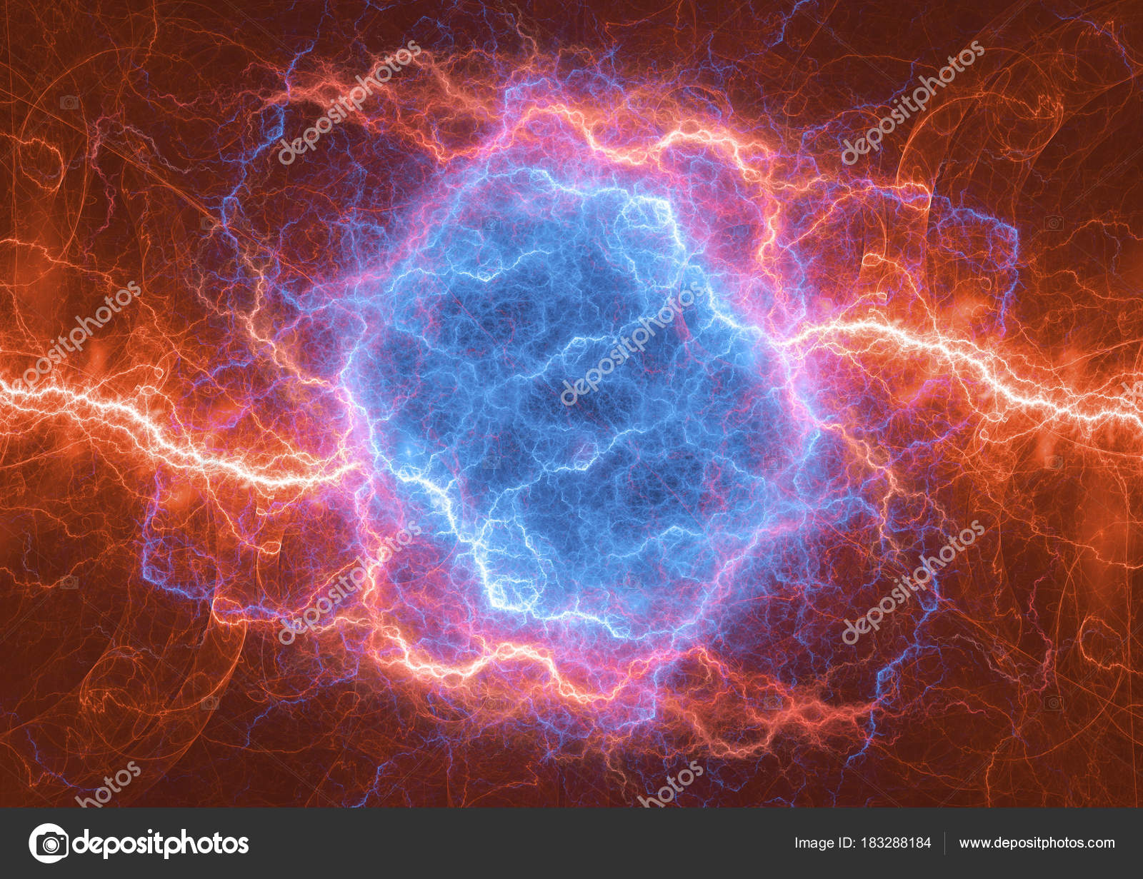 Fire Ice Plasma Lightning Cloud Electrical Cloud Background — Stock ...