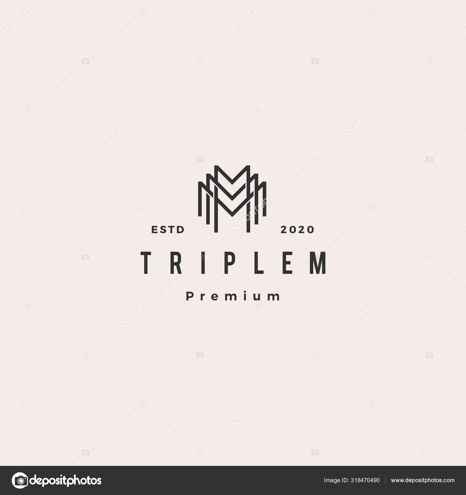 Triple m monogram mmm letter hipster retro vintage lettermark logo for ...