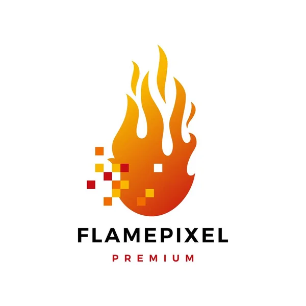 pixel flame fire digital logo vector icon illustration - Stock Image ...