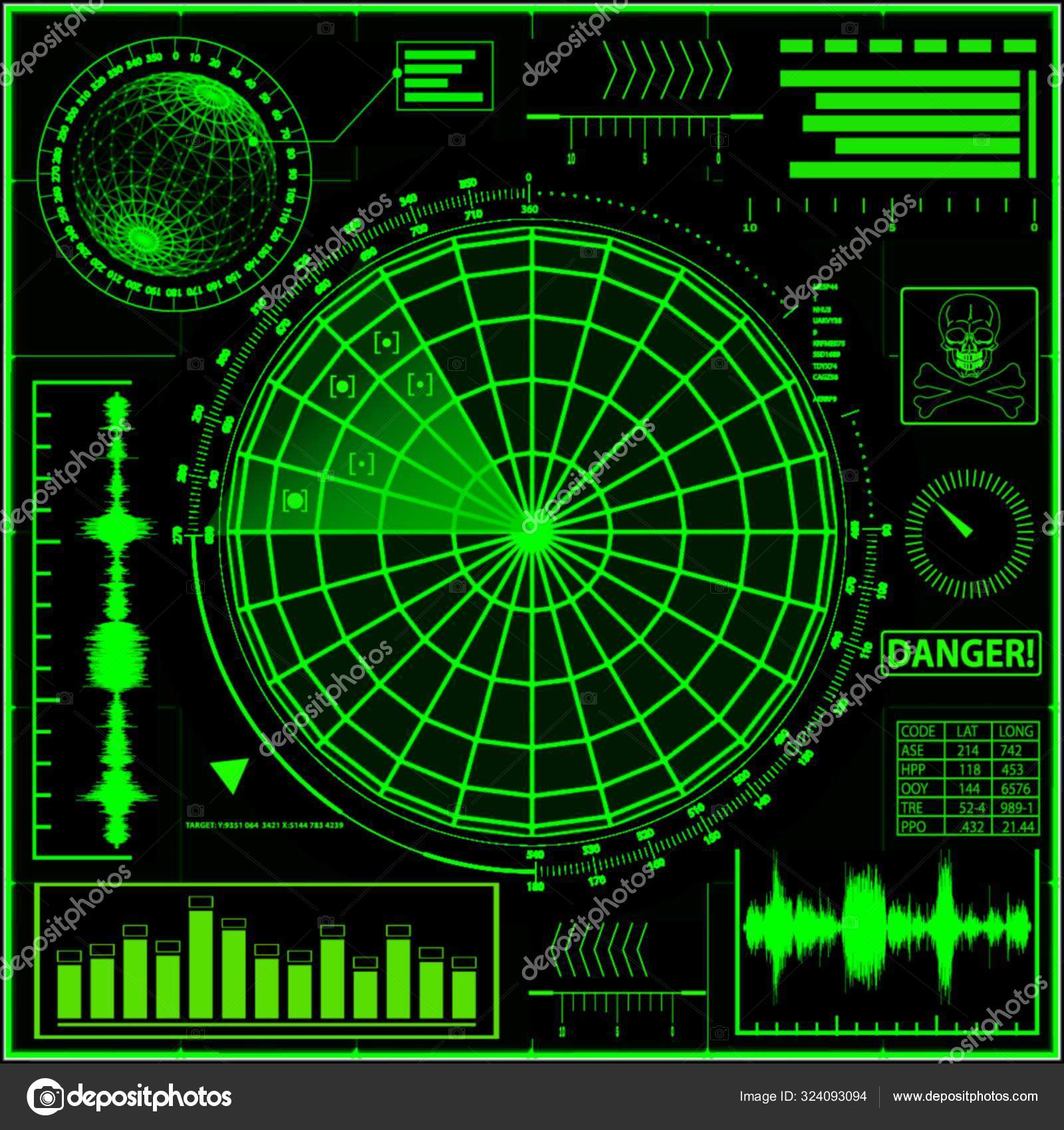 A green radar screen. Vector illustration. EPS10. Stock Vector Image by ...