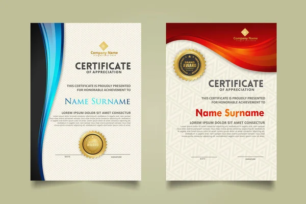 Set Vertical Certificate Template Flow Lines Ornament Modern Texture Pattern — Stock Vector ...