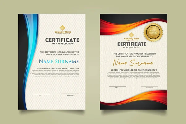 Set Vertical Certificate Template Flow Lines Ornament Modern Texture Pattern — Stock Vector ...