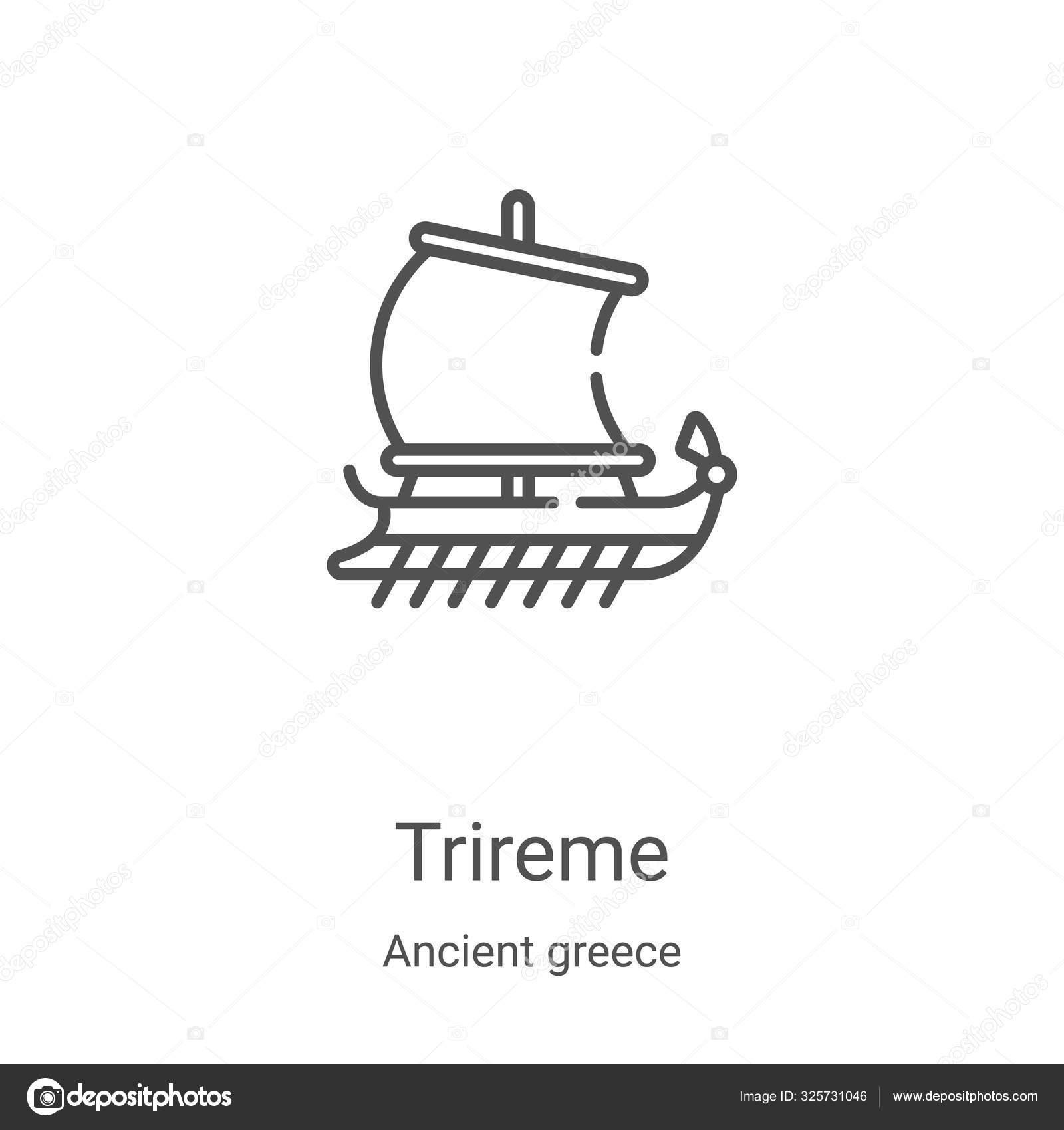 Trireme icon vector from ancient greece collection. Thin line trireme outline icon vector ...
