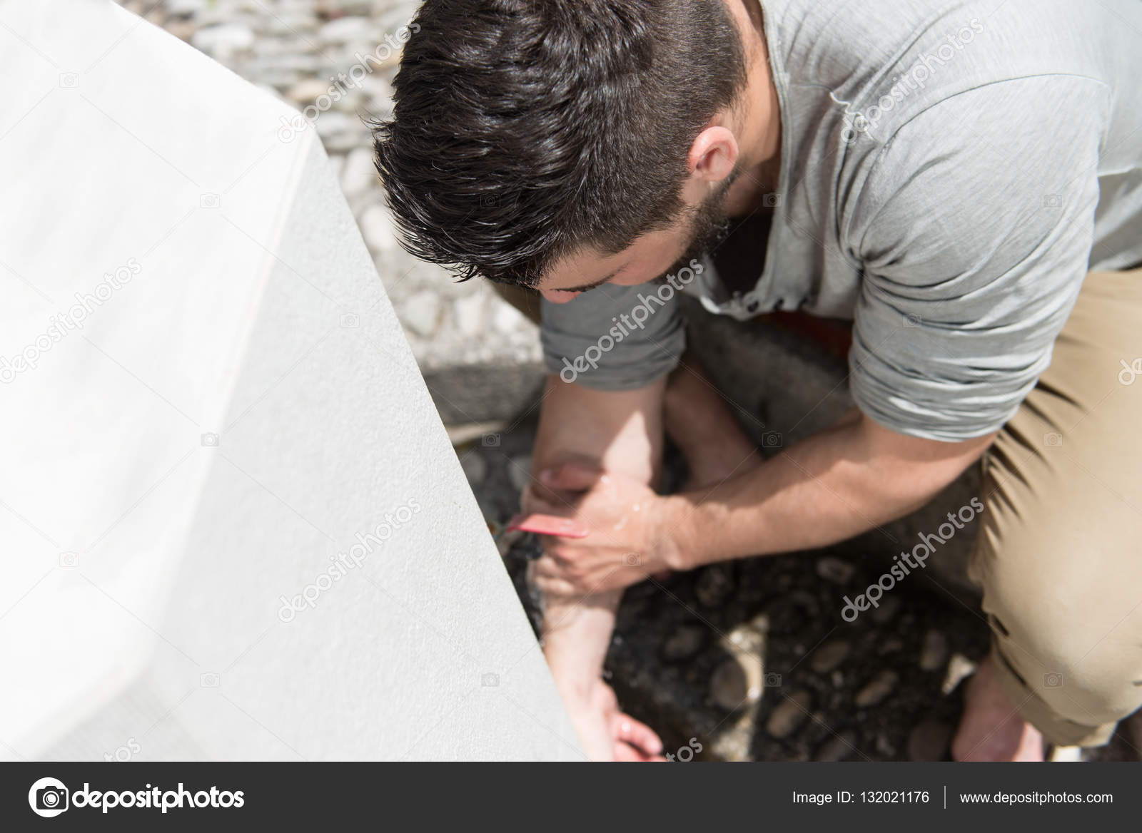 Islamic Religious Rite Ceremony Of Ablution Hand Washing — Stock Photo ...