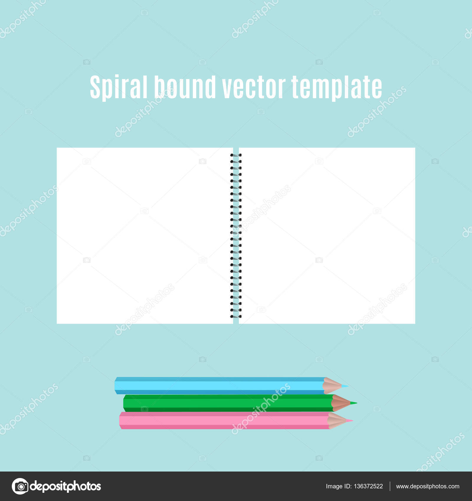Spiral bound horizontal notepad and pencils Stock Vector by ©ilonitta ...