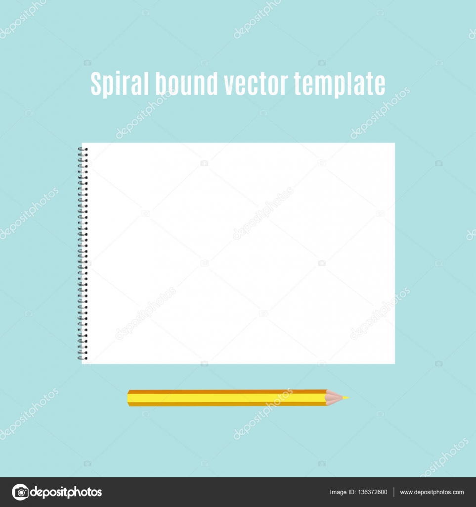 Spiral bound horizontal notepad and pencil. Stock Vector Image by ...