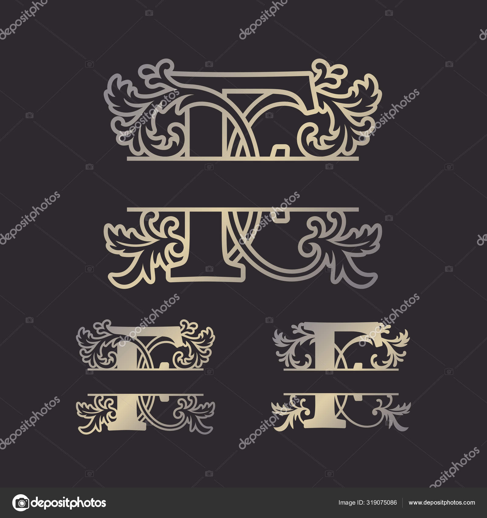 Monogramas Divisão Alfabeto Monograma Letras Divididas Fonte Quadro ...