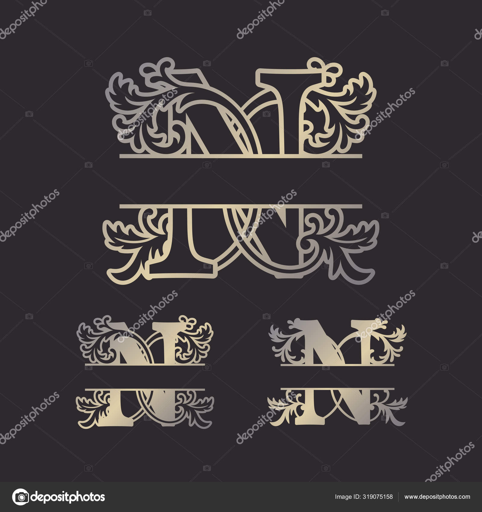Alfabe Bölünmüş Monogramlar Bölünmüş Harf Monogramı Alfabe Çerçevesi ...