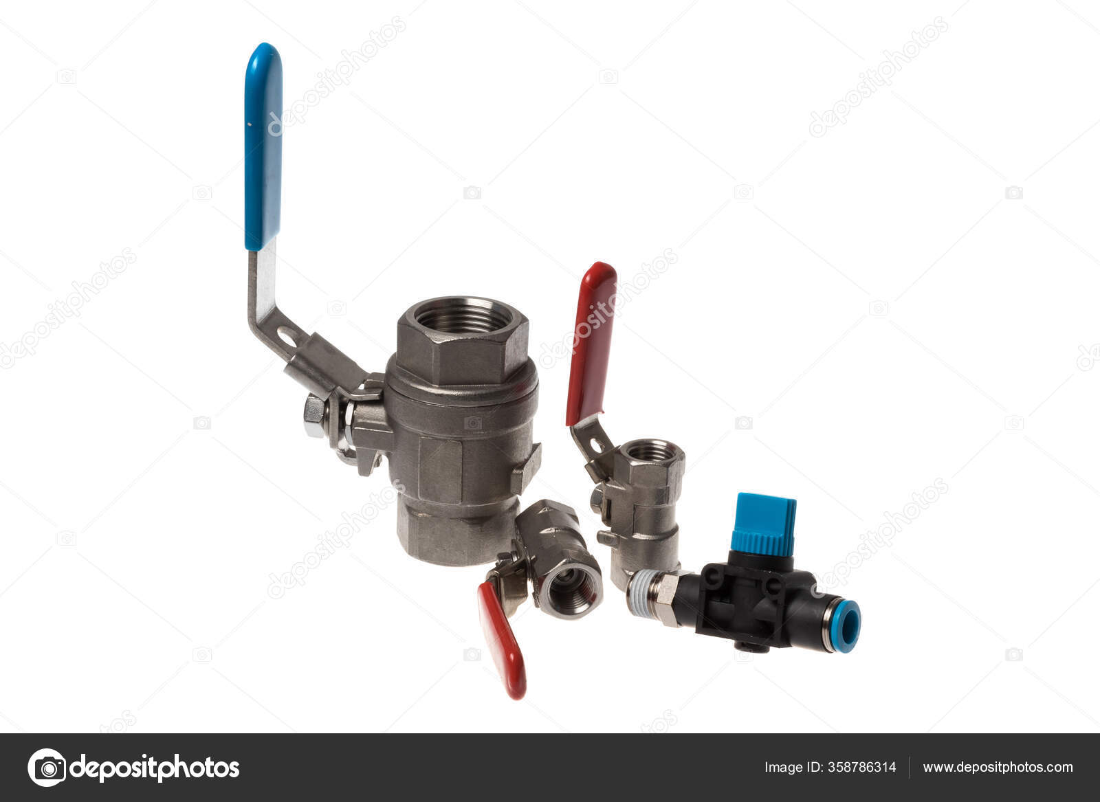 Set Steel Ball Spherical Valve Red Blue Handle Inner Threading Stock ...