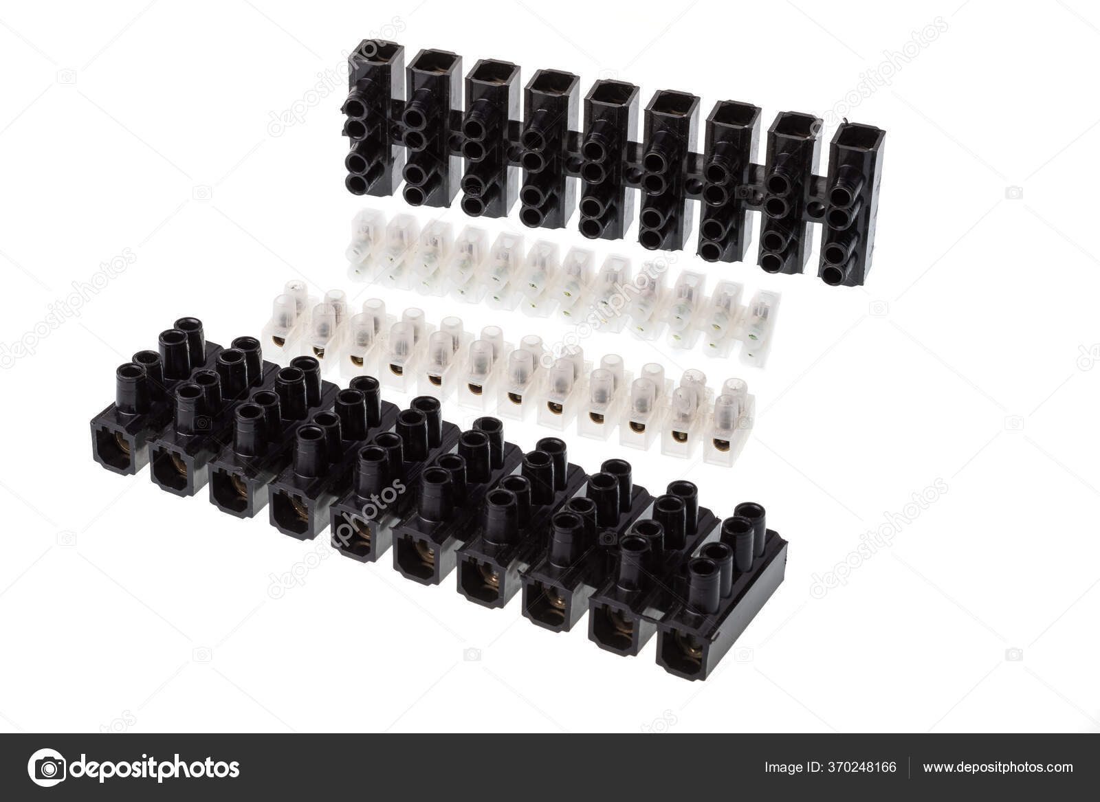 Set Transparent Black Plastic Electrical Terminal Block Isolated White ...