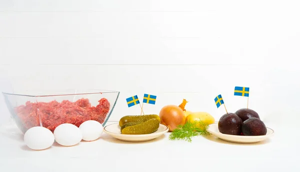 Ingredients for a traditional Swedish dish beef Lindstrom. Freshly ...