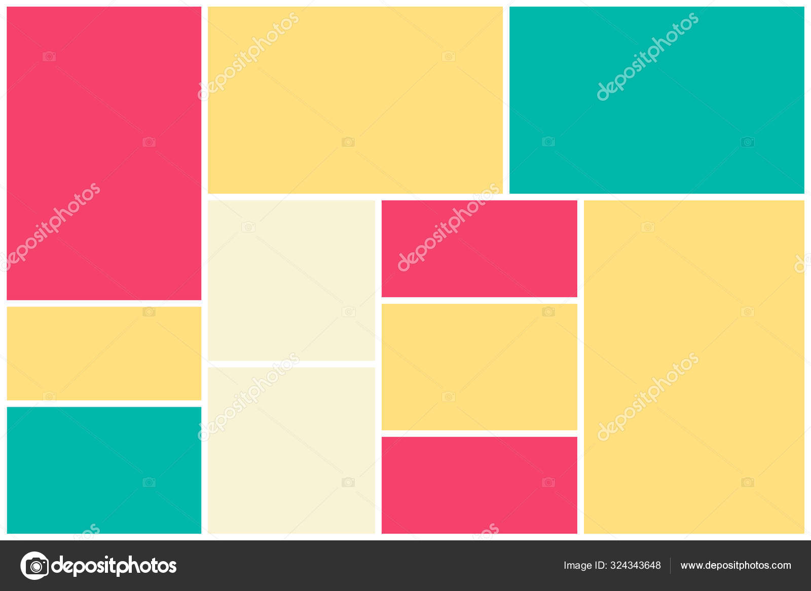 Photo collage pattern. White frames, colored pattern Stock Vector Image ...