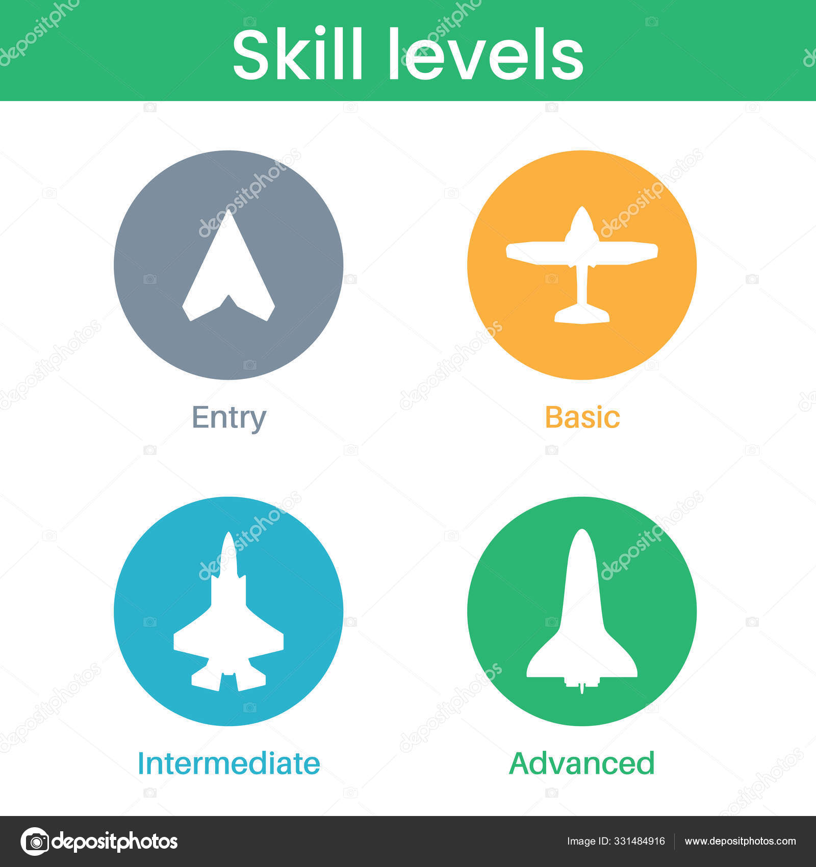 Expertise, competence, skill or experience level icons. Stock Vector by ...