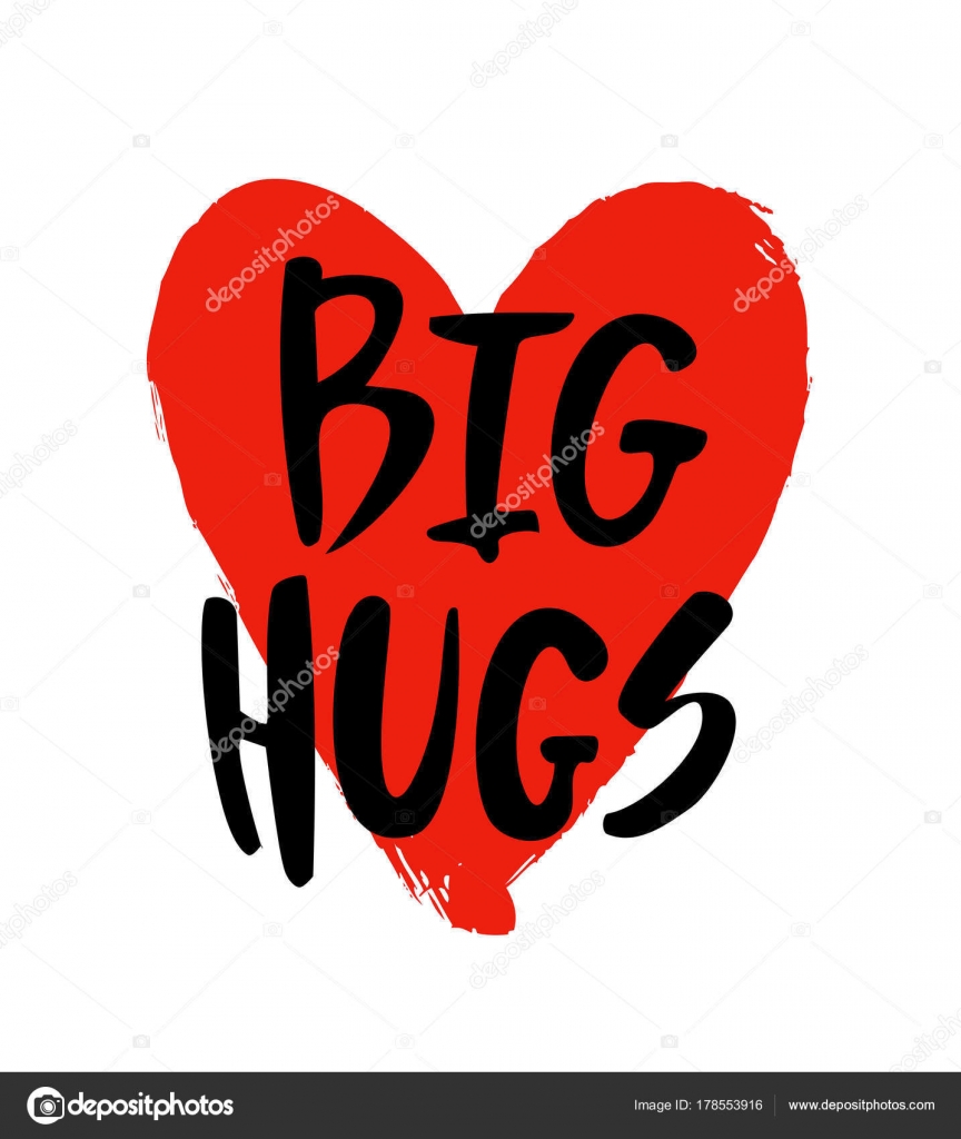 Hugs Love Vector Lettering Banner Calligraphy Poster Warm Wishes Poster ...