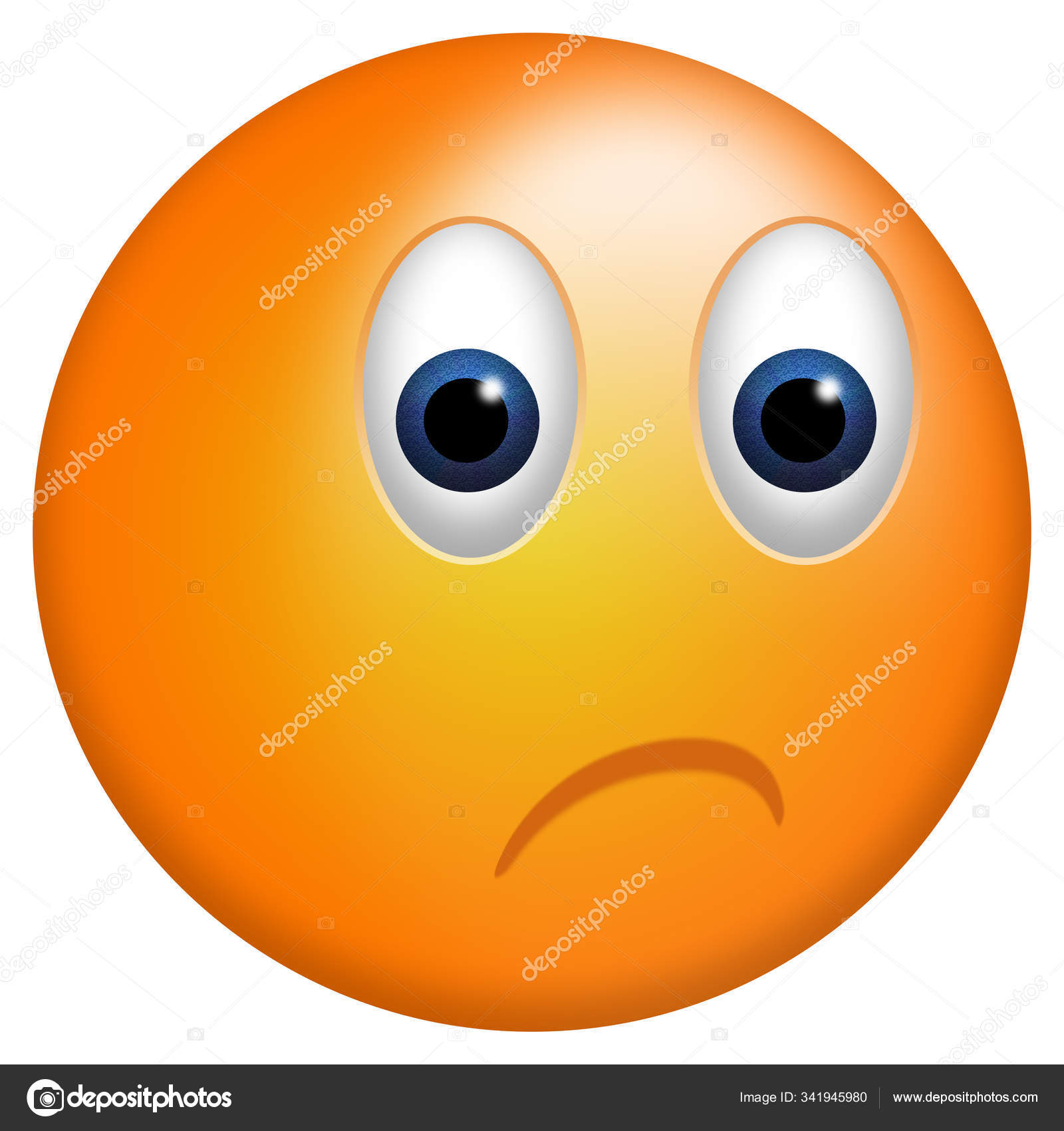 Sad emotion on a round sticker. Orange icon with sad expression. Stock ...