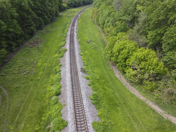 Road for the train, railway tracks outside the city where beautiful ...