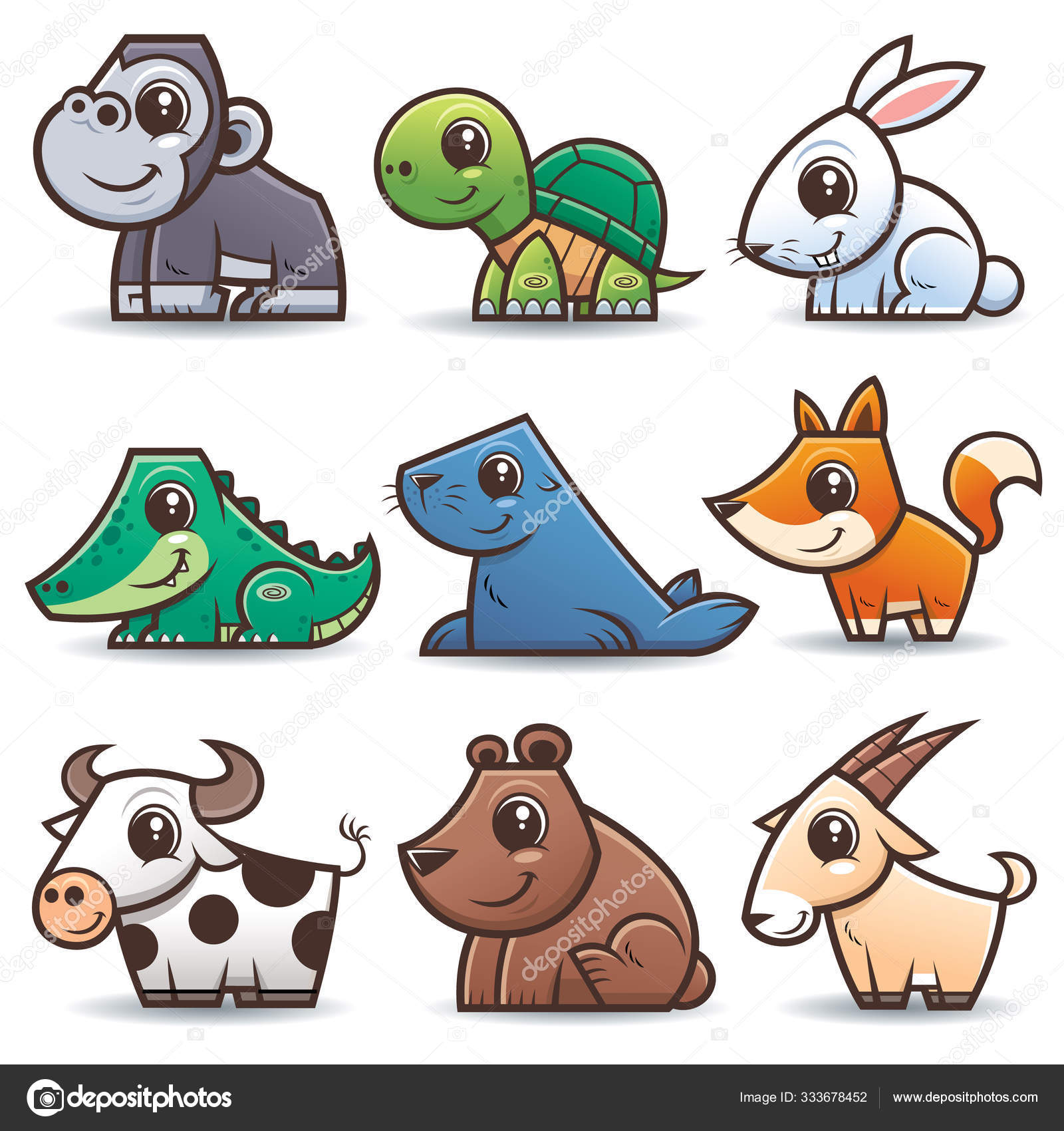 Vektor Ilustrasi Kartun Hewan Liar Ditetapkan Vektor Stok oleh ...