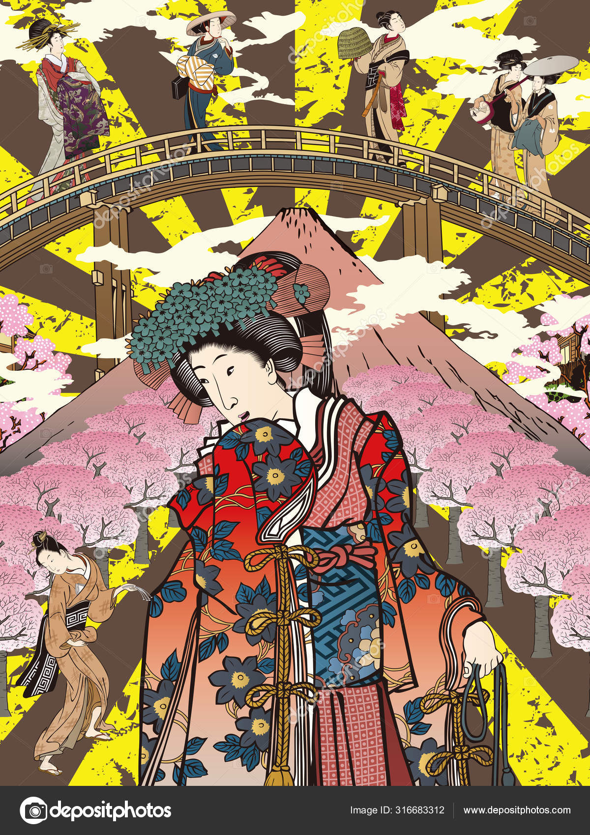 Collage japonés 6 — Vector de stock © KIMASA #316683312