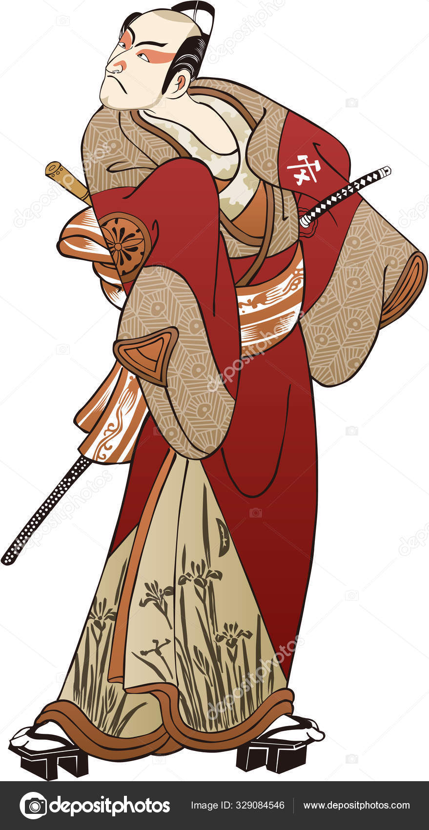 Ukiyo-e Kabuki actor 22 Stock Vector Image by ©KIMASA #329084546