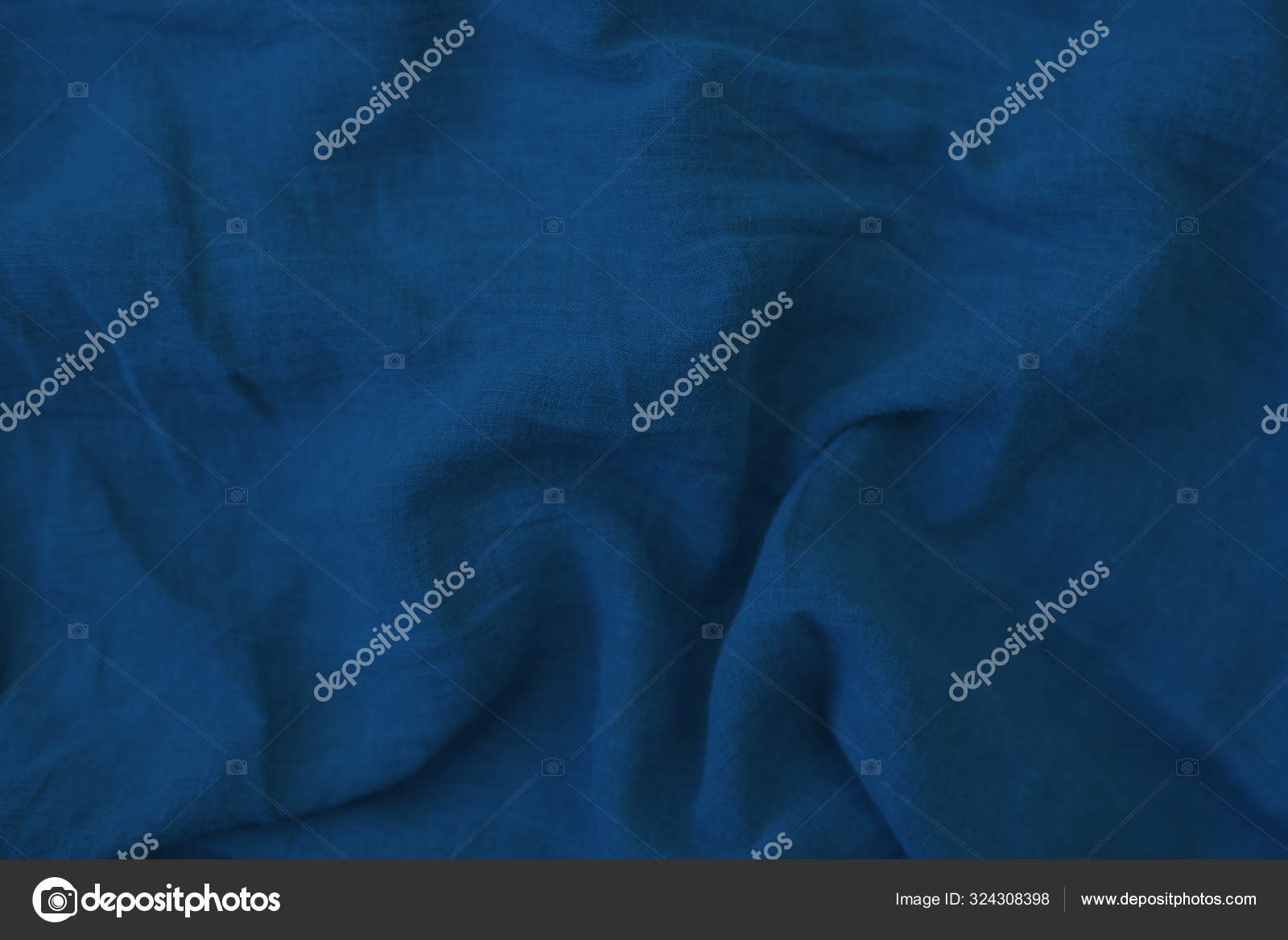 Crumpled blue fabric texture close up. Trendy tone of 2020 classic blue ...