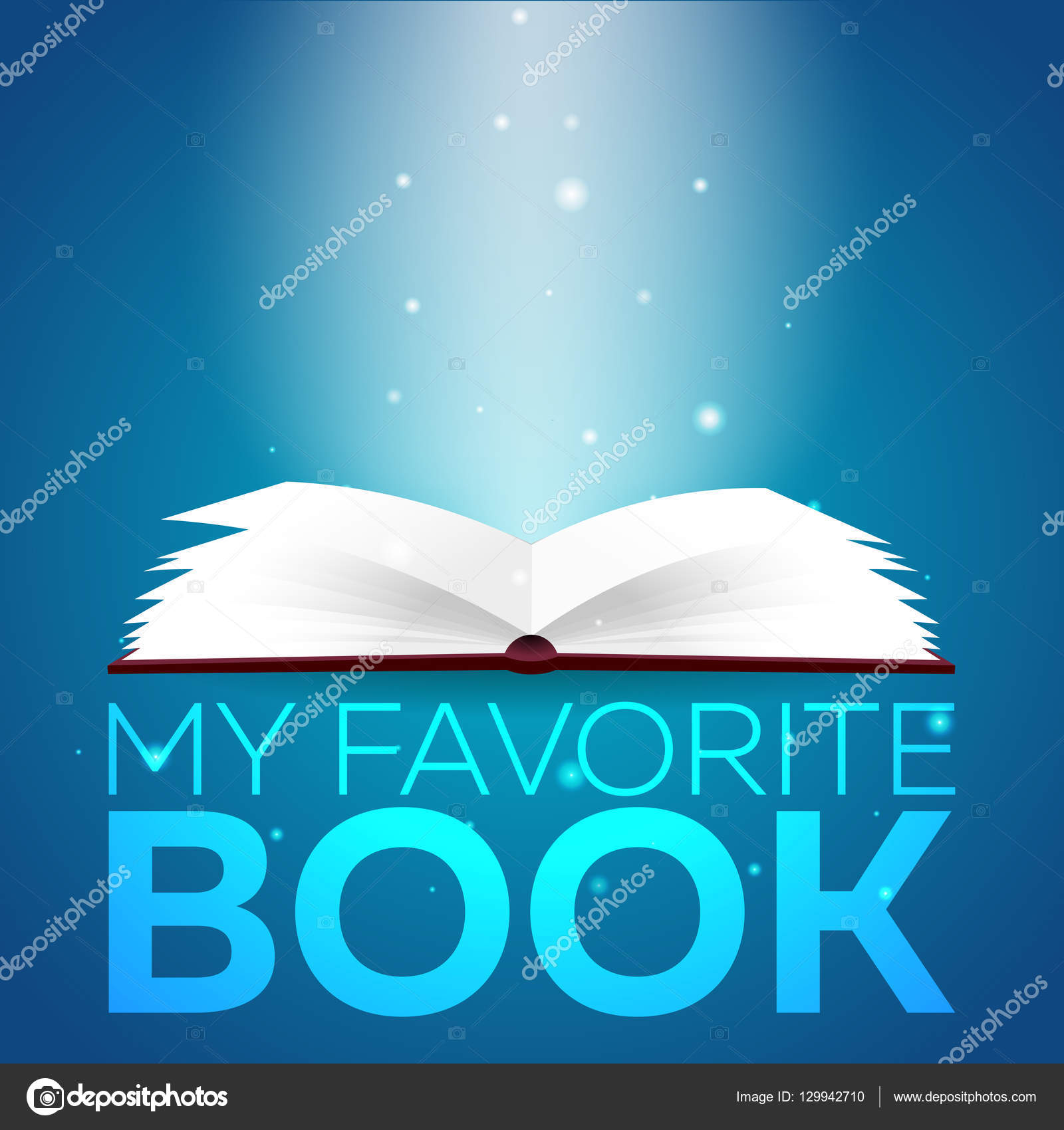 Book poster. Open book with mystic bright light on blue background ...