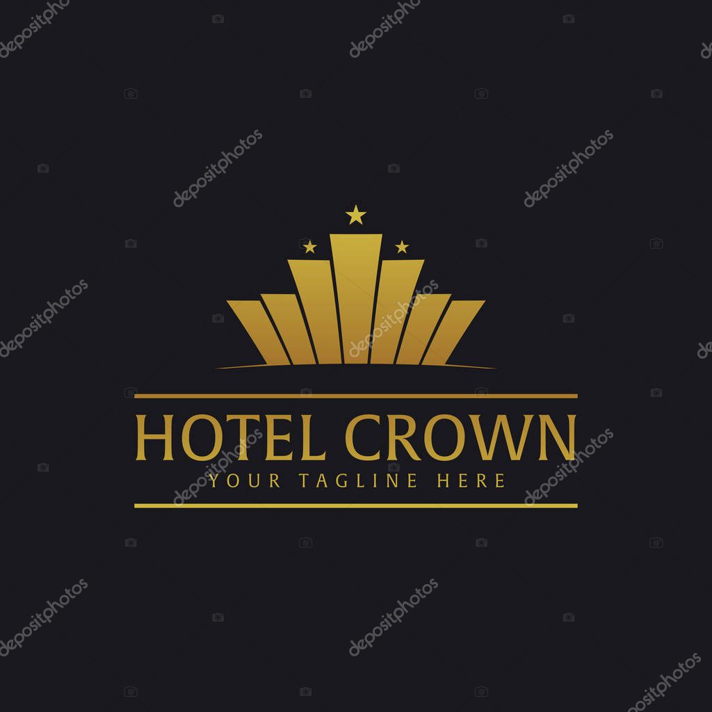 Logo y emblema del Crown Hotel. Ilustración del logotipo del vector. 2022