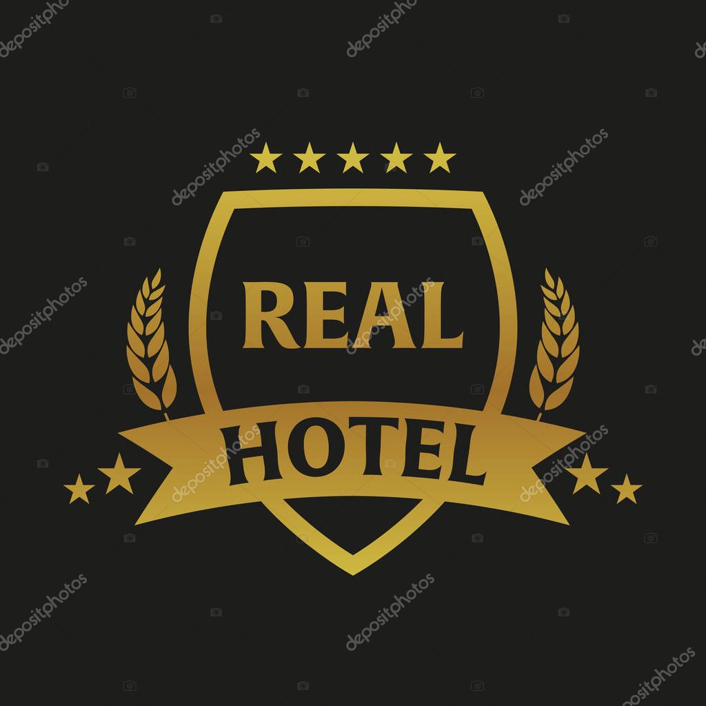 Logo y emblema del Hotel Real. Ilustraci n del logotipo del vector. 2024
