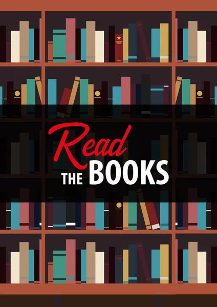 Poster National Library. Book shelf or bookcase on the background ...